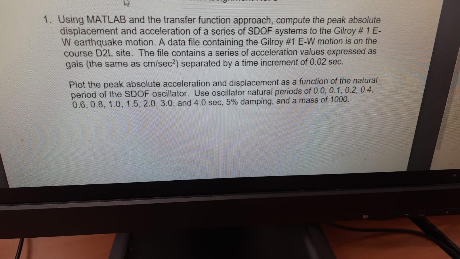 1. Using MATLAB and the transfer function approach, | Chegg.com