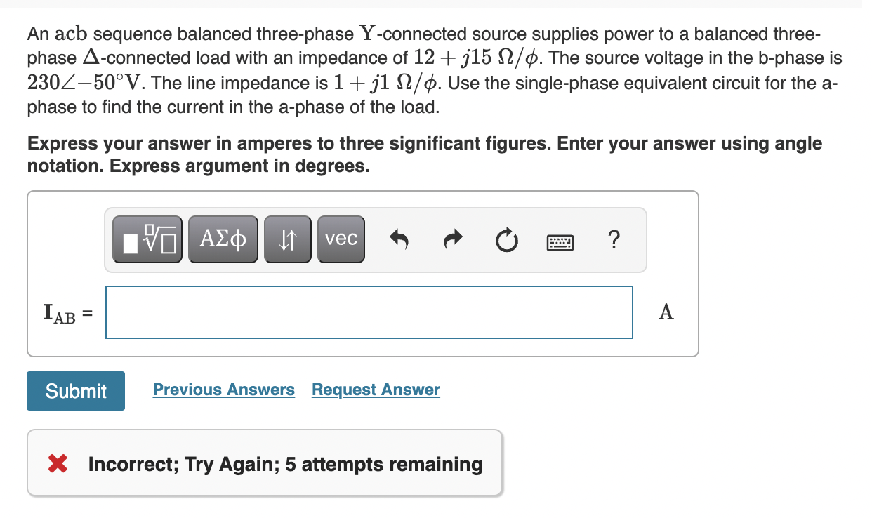 Solved An acb sequence balanced three-phase Y-connected | Chegg.com