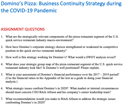 Solved Domino's Pizza: Business Continuity Strategy during | Chegg.com