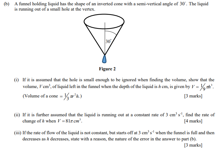 Solved (b) A funnel holding liquid has the shape of an | Chegg.com