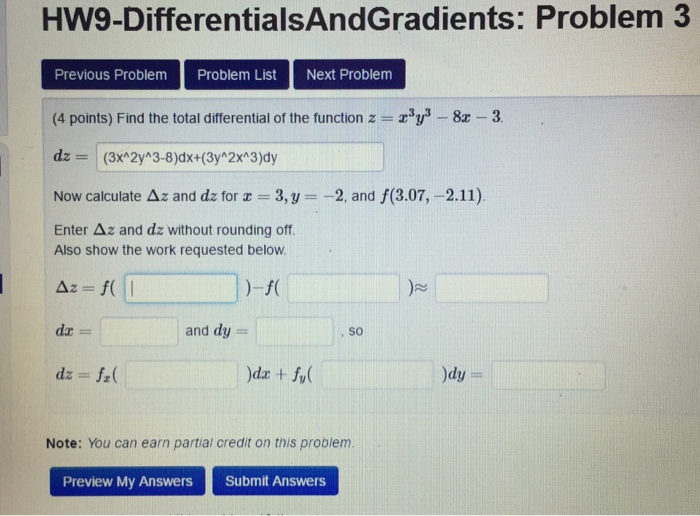 Solved Find The Total Differential Of The Function Z 9145
