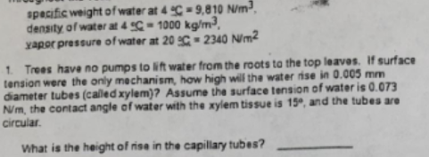 Solved specific weight of water at 4 C =9,810 Nm". density | Chegg.com