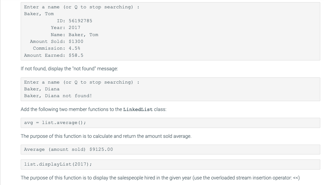 Solved 8.10 Lab: Linked List (Sales class) This assignment | Chegg.com