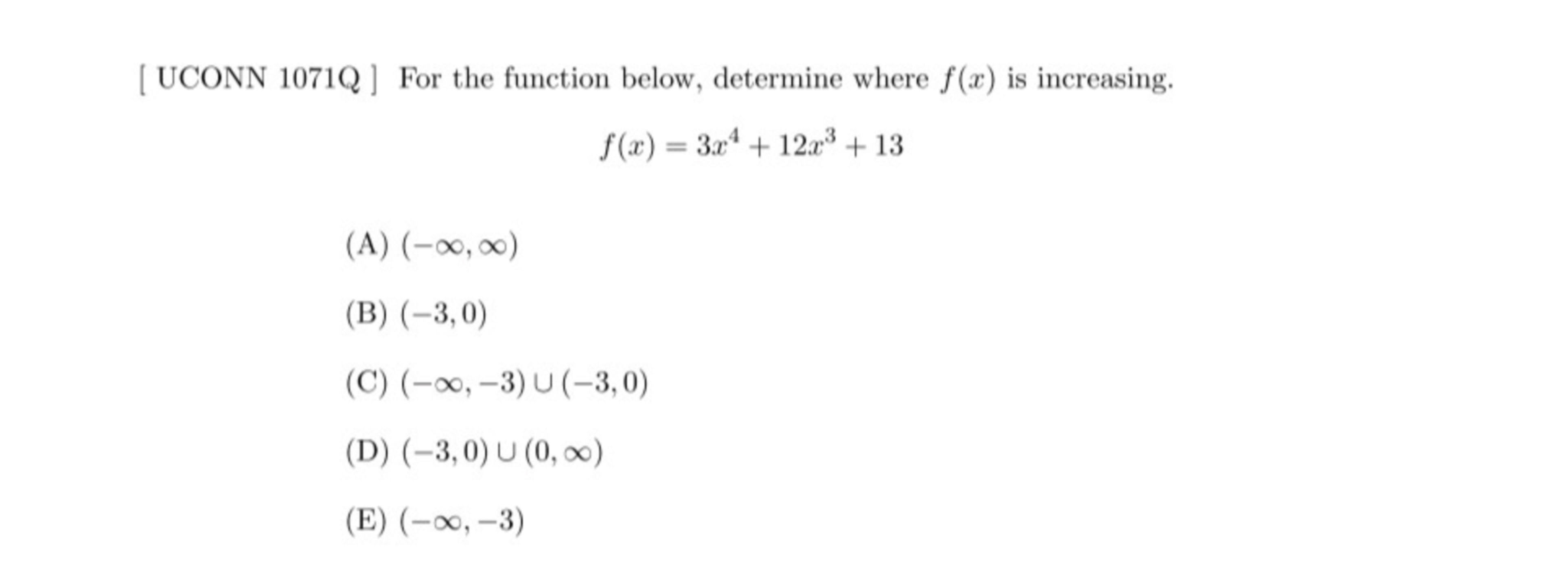 Solved [ ﻿UCONN 1071Q] ﻿For the function below, determine | Chegg.com