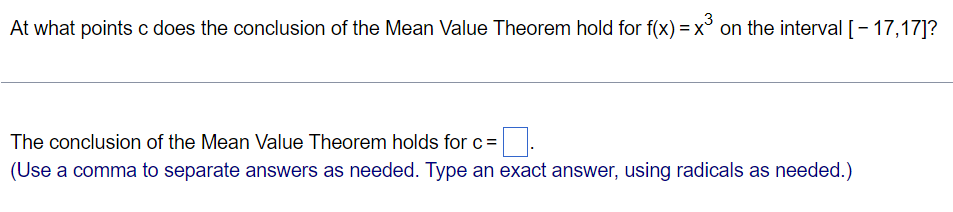 Solved At what points c does the conclusion of the Mean | Chegg.com