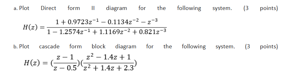 Solved a. ﻿Plot Direct form II ﻿diagram for the following | Chegg.com