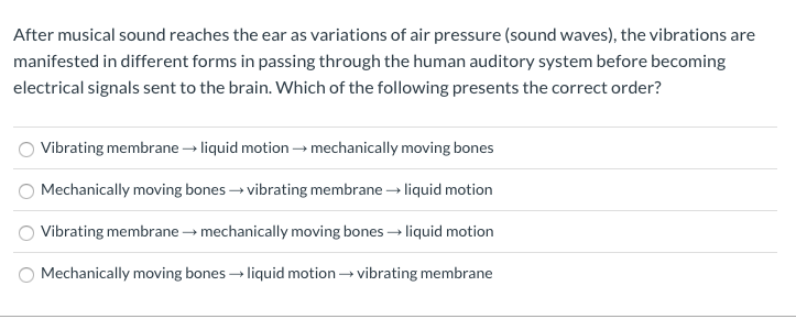 Solved After musical sound reaches the ear as variations of | Chegg.com