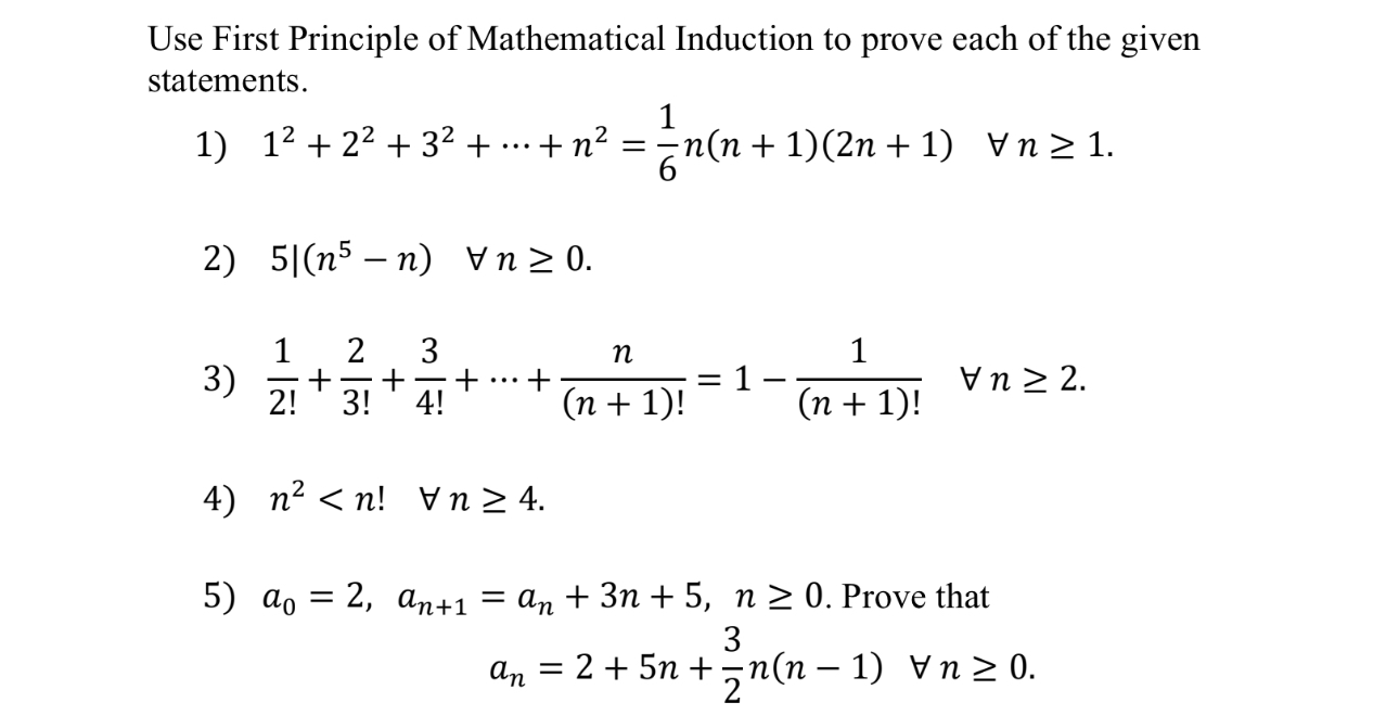 Use First Principle of Mathematical Induction to | Chegg.com