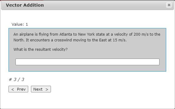 Solved Vector Addition X Value: 1 An airplane is flying from | Chegg.com