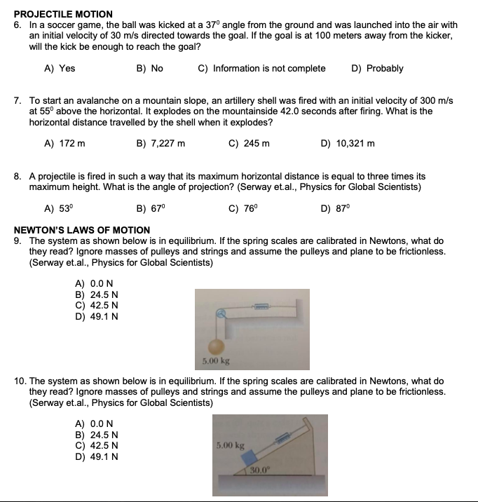 Solved PROJECTILE MOTION 6. In a soccer game, the ball was | Chegg.com