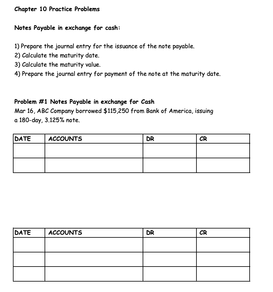 Solved Chapter 10 Practice Problems Notes Payable in | Chegg.com