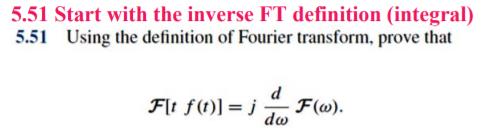 Solved 5.51 Start with the inverse FT definition (integral) | Chegg.com