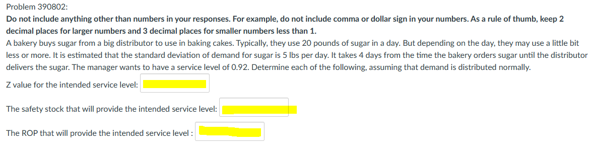 Solved Do not include anything other than numbers in your | Chegg.com