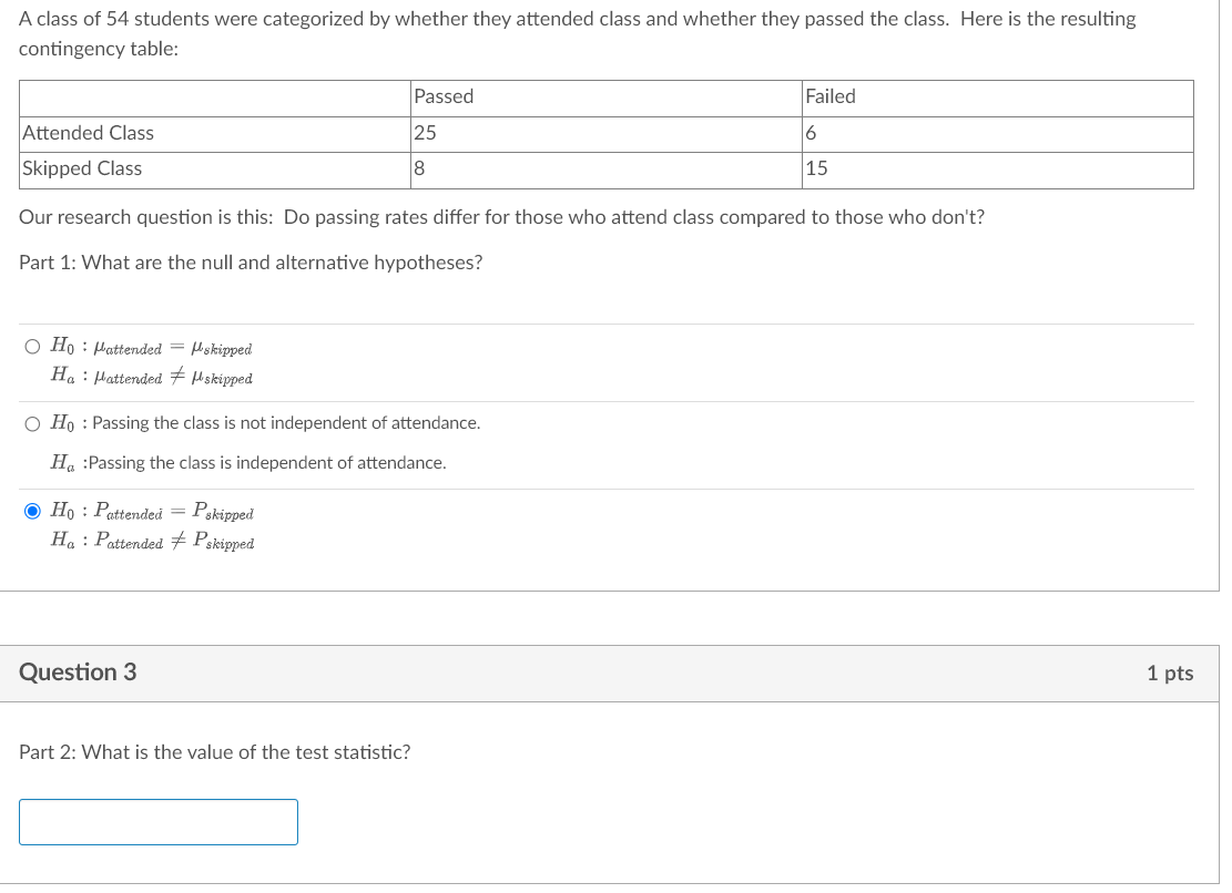 Solved A class of 54 ﻿students were categorized by whether | Chegg.com