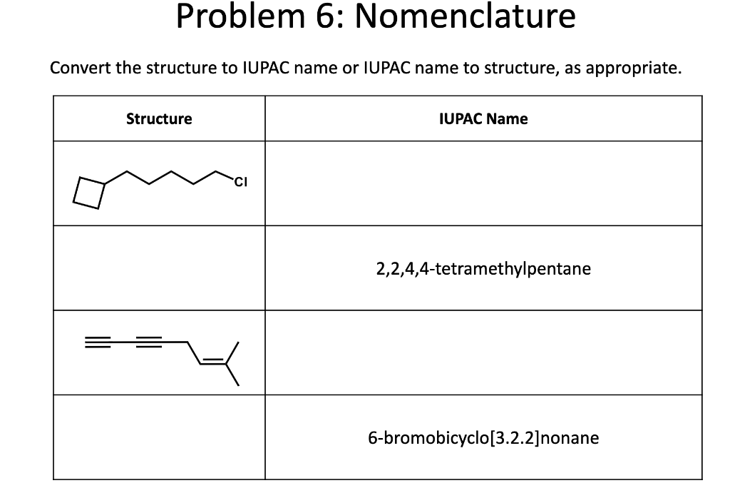 Problem 6: Nomenclature Convert the structure to | Chegg.com