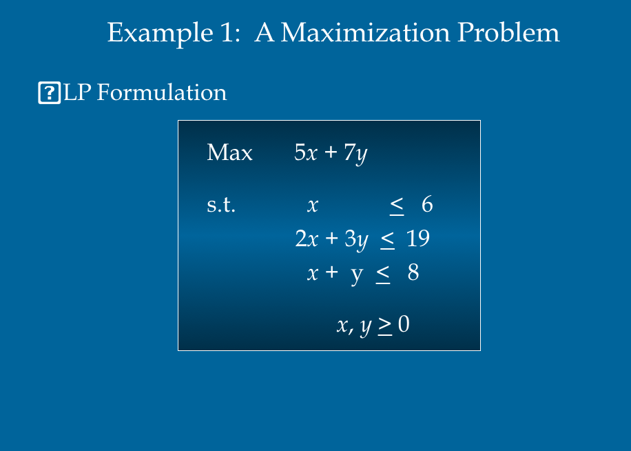 Solved Example 1: A Maximization Problem LP Formulation Max | Chegg.com