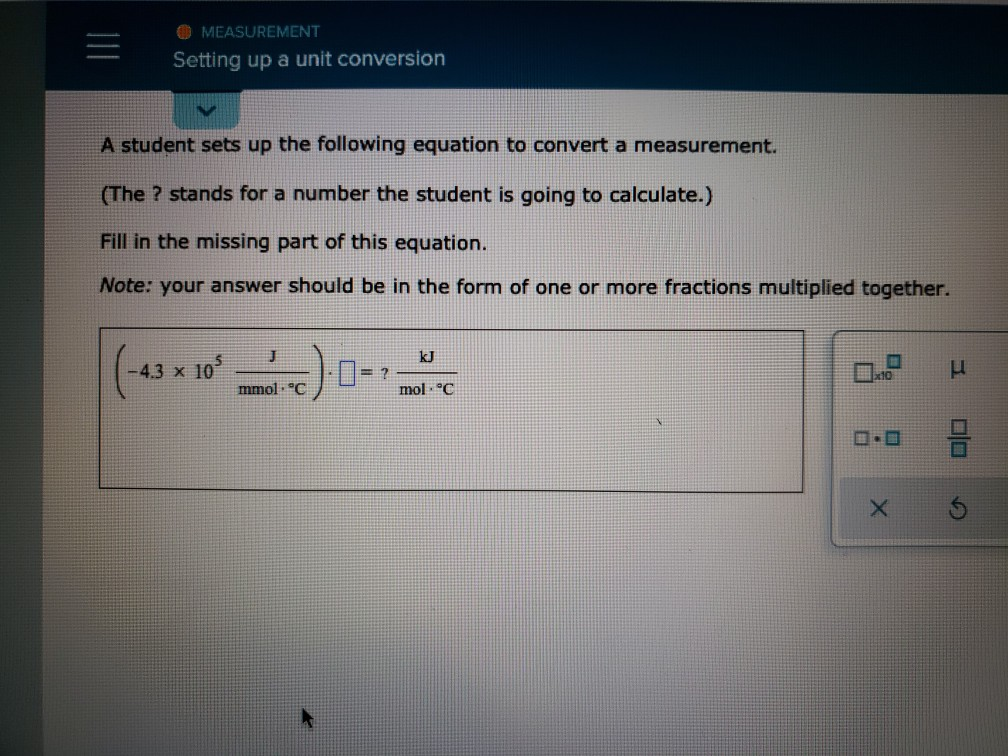 Solved MEASUREMENT Setting up a unit conversion A student | Chegg.com