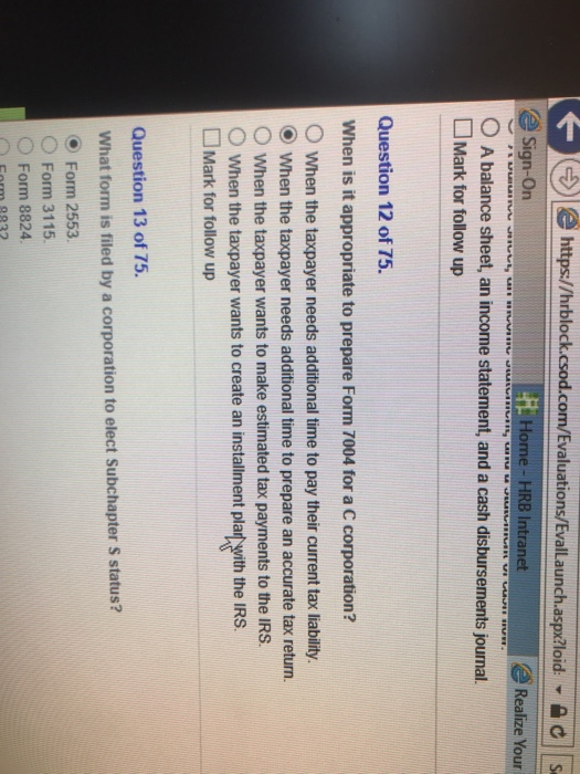 Solved 4) e https://hrblock.csod.com/Evaluations | Chegg.com