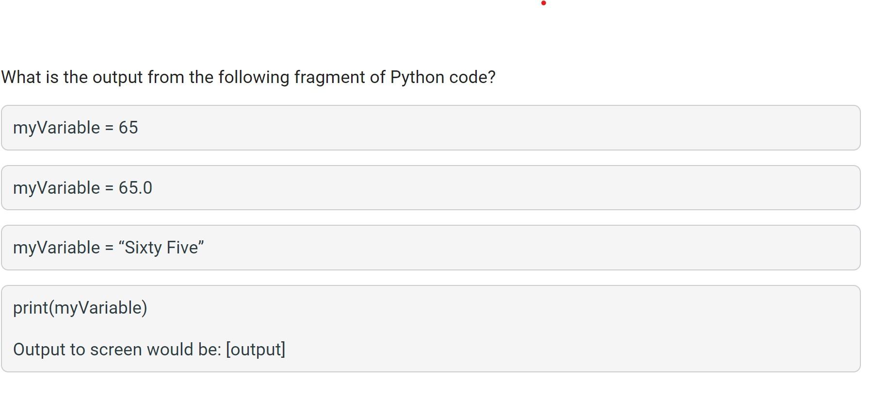 Solved What is the output from the following fragment of | Chegg.com
