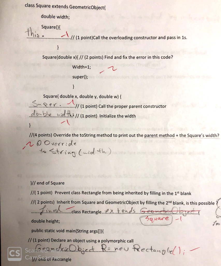 32. Consider three classes GeometricObject, Square, | Chegg.com