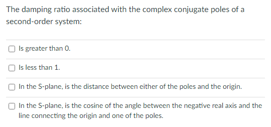 Solved The damping ratio associated with the complex | Chegg.com