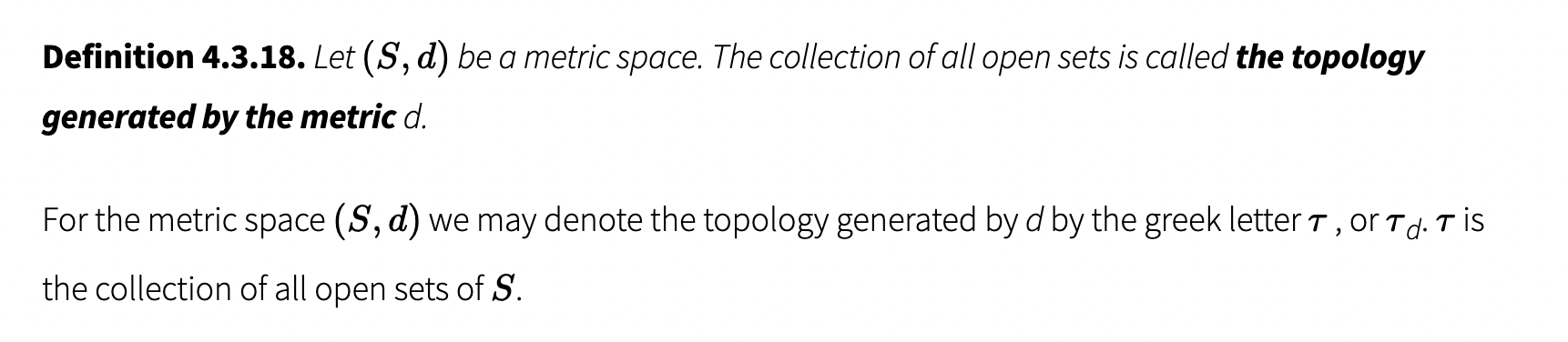 Solved Definition 4.3.18. Let (S,d) be a metric space. The | Chegg.com