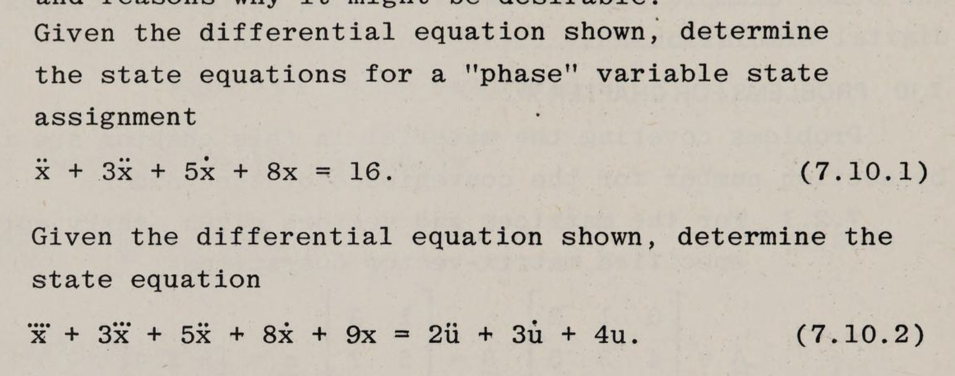 Solved Given the differential equations shown, determine the | Chegg.com