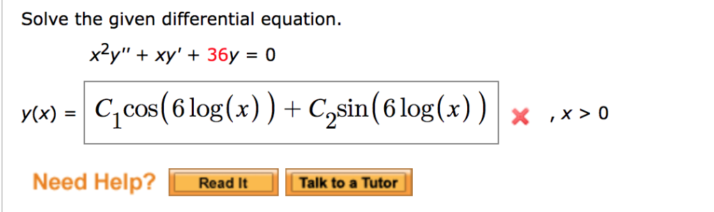 Solved Solve the given differential equation. x2y" + xy' + | Chegg.com