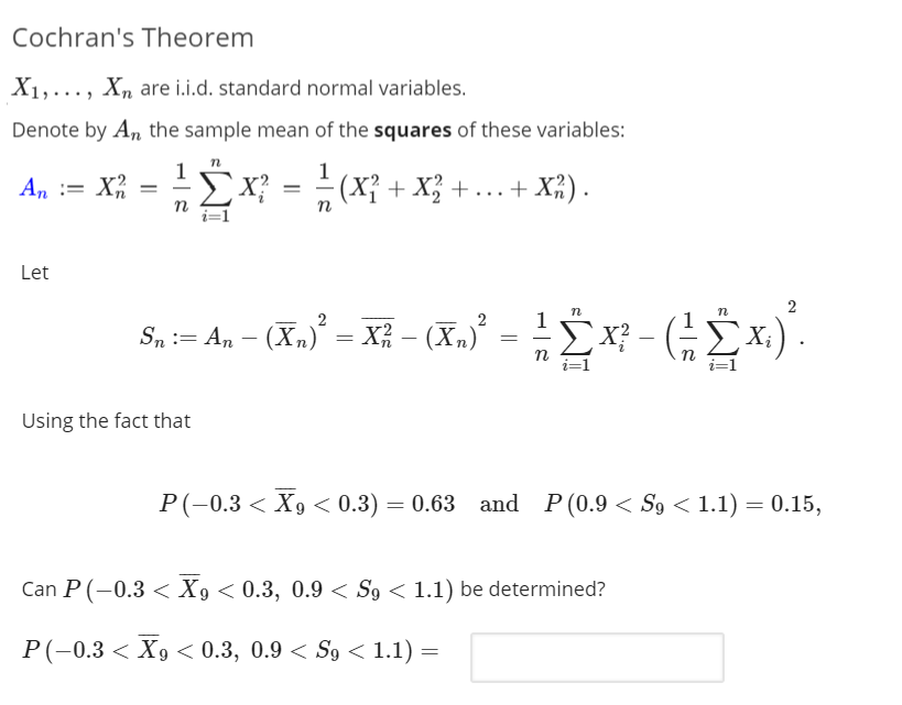 Solved Cochran's Theorem X1, ... , Xn are i.i.d. standard | Chegg.com