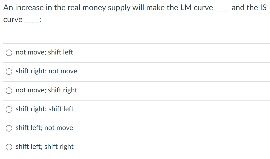 Solved An increase in the real money supply will make the LM | Chegg.com