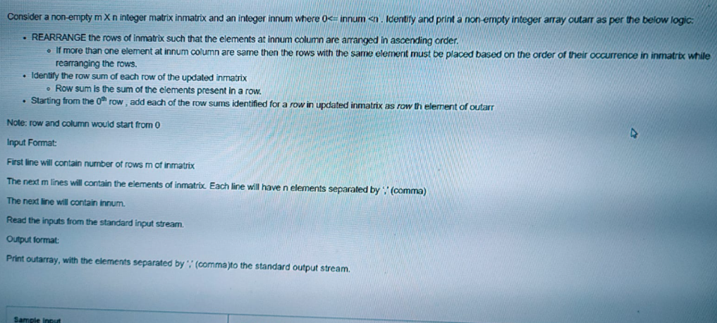 Solved Consider a non-empty m X n integer matrix inmatrix | Chegg.com