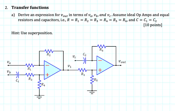 Solved 2. Transfer functions a) Derive an expression for | Chegg.com