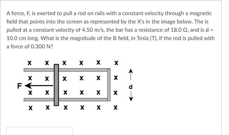 Solved A force, F, is exerted to pull a rod on rails with a | Chegg.com