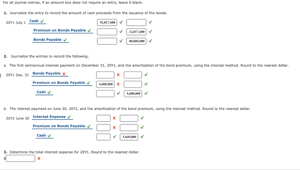 Solved Bond Premium, Entries for Bonds Payable Transactions, | Chegg.com