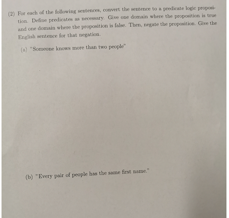 Solved 2) For each of the following sentences, convert the | Chegg.com