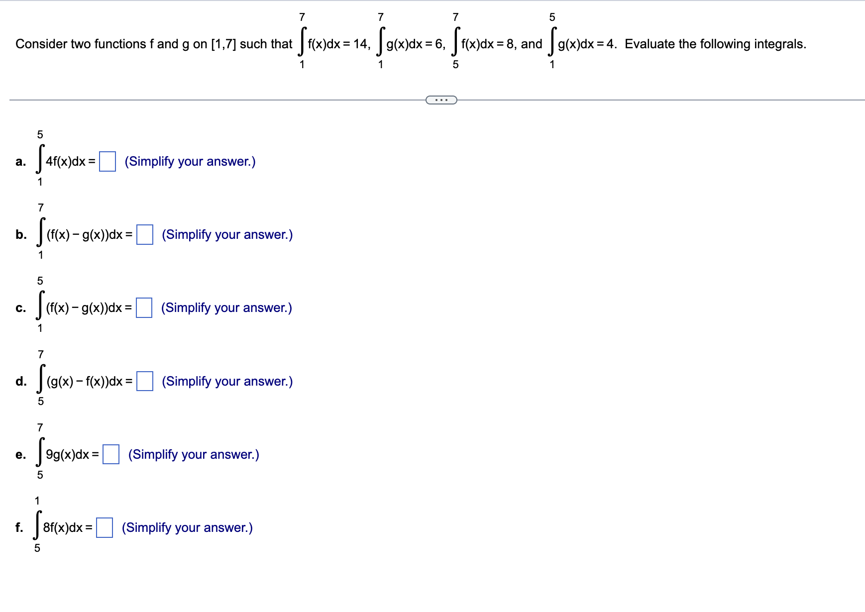 Solved Consider two functions f ﻿and g ﻿on 1,7 ﻿such that | Chegg.com