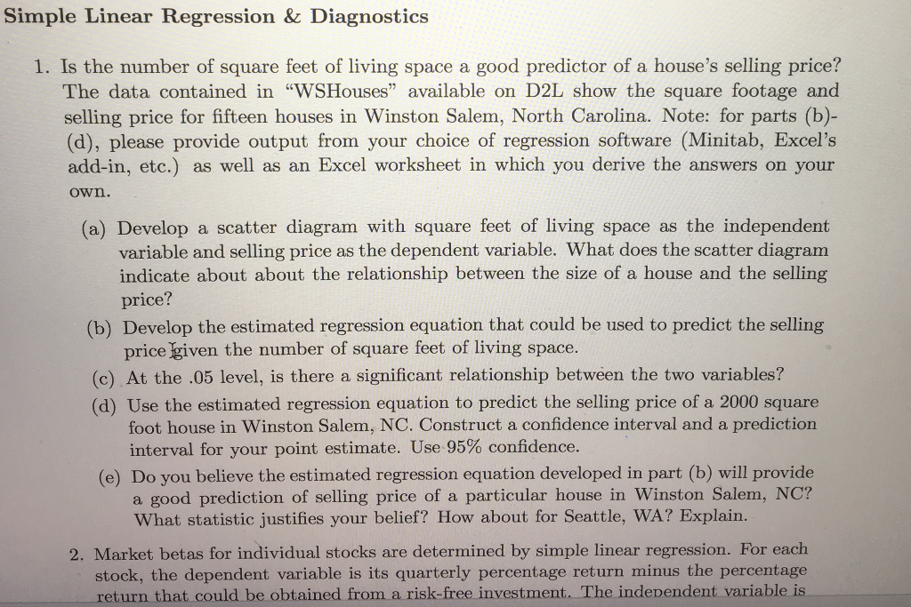 Solved Simple Linear Regression & Diagnostics 1. Is the | Chegg.com