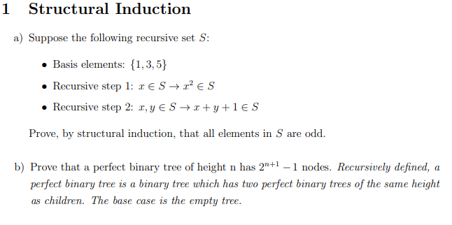 1 Structural Induction a) Suppose the following | Chegg.com