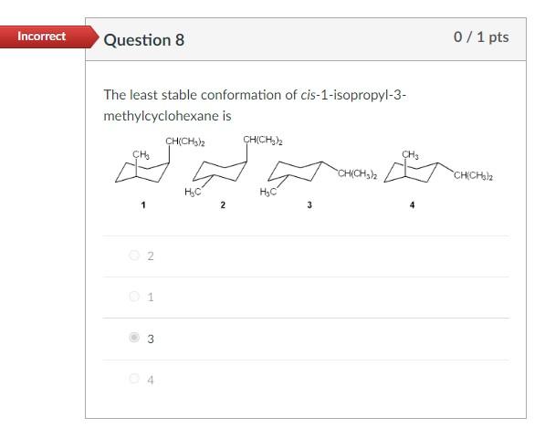 Solved The least stable conformation of | Chegg.com