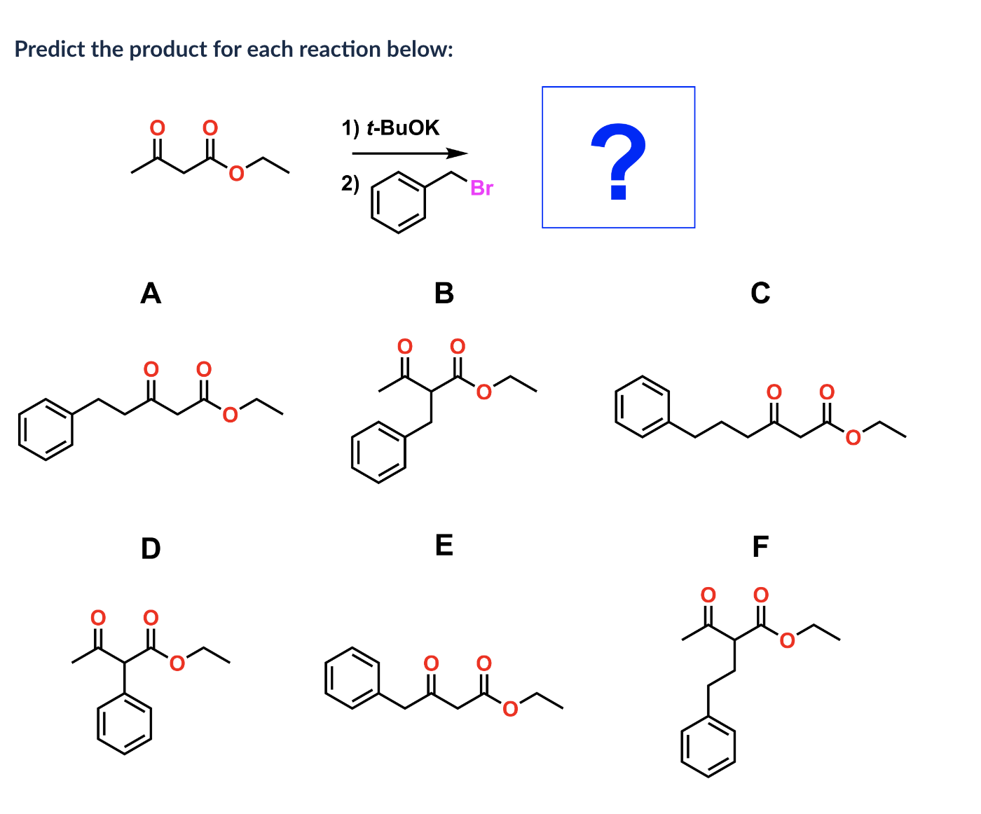 Solved Predict the product for each reaction below: 1) | Chegg.com