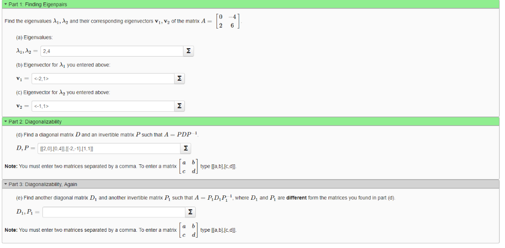 Solved Part 1: Finding Eigenpairs Find the eigenvalues A, A2 | Chegg.com