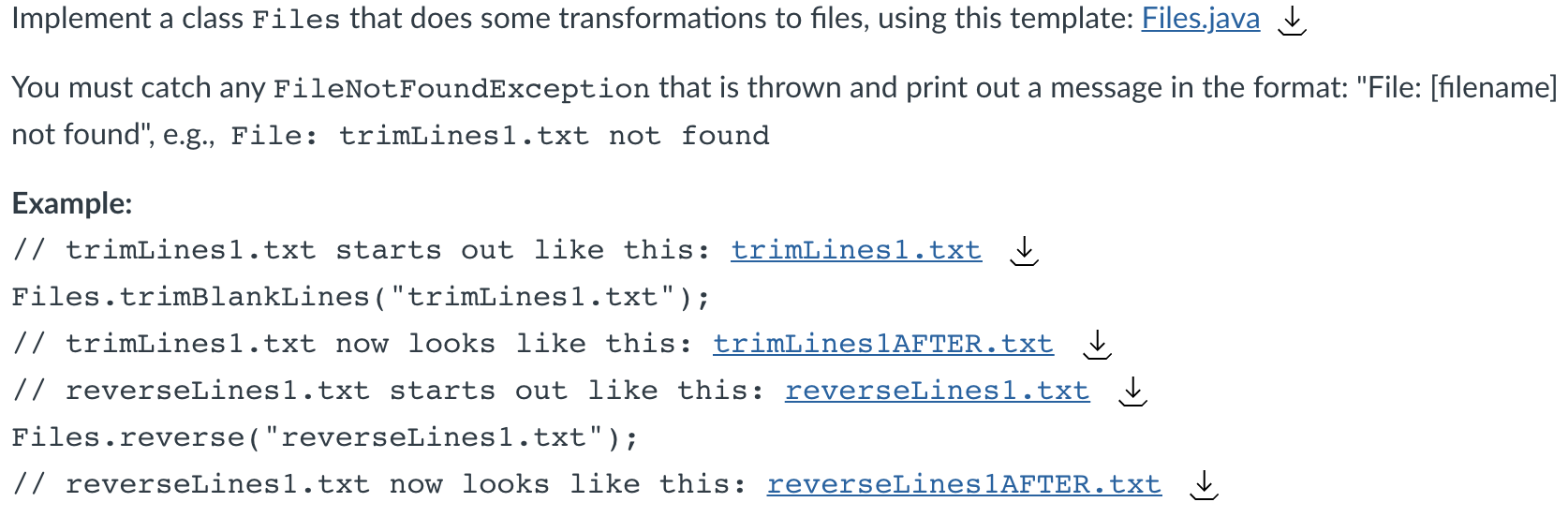 Solved Implement a class Files that does some | Chegg.com