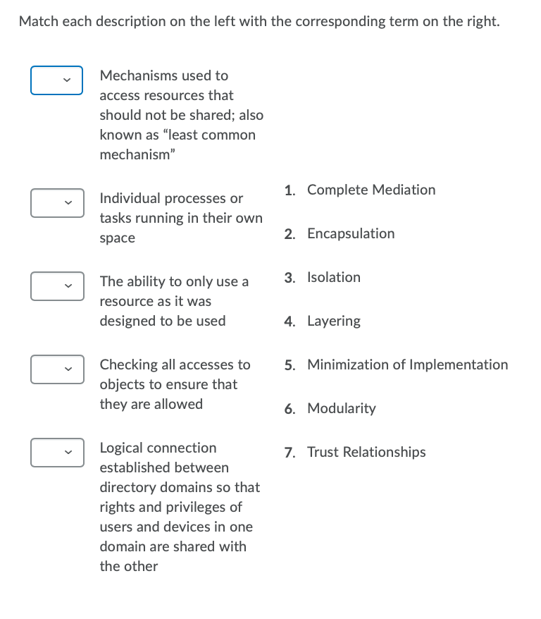 Solved Match each description on the left with the | Chegg.com