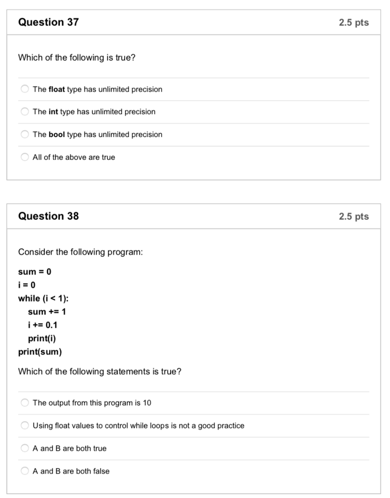 Solved Question 37 2.5 pts Which of the following is true? | Chegg.com