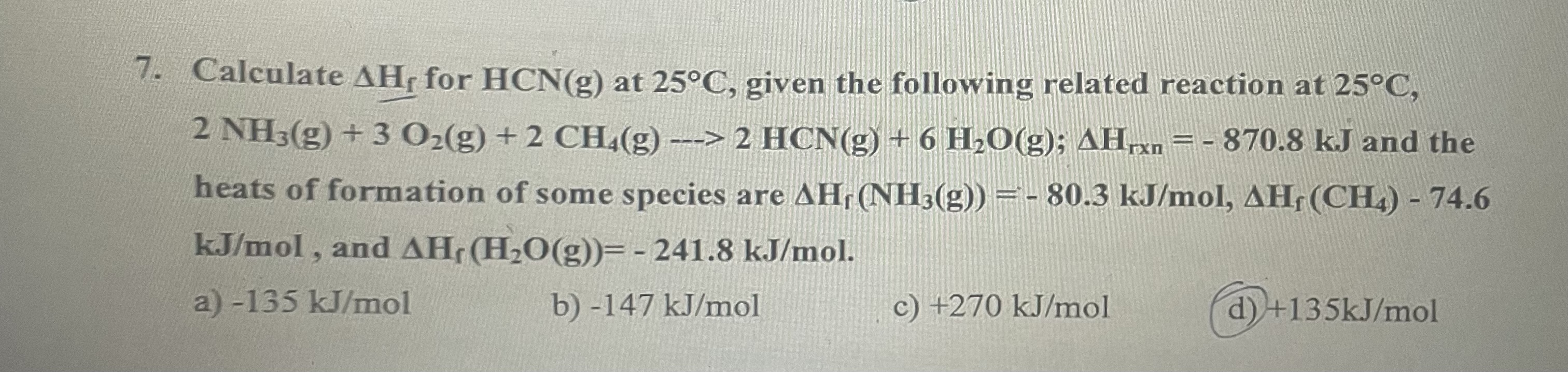 Solved Calculate ΔHr ﻿for HCN(g) ﻿at 25°C, ﻿given the | Chegg.com