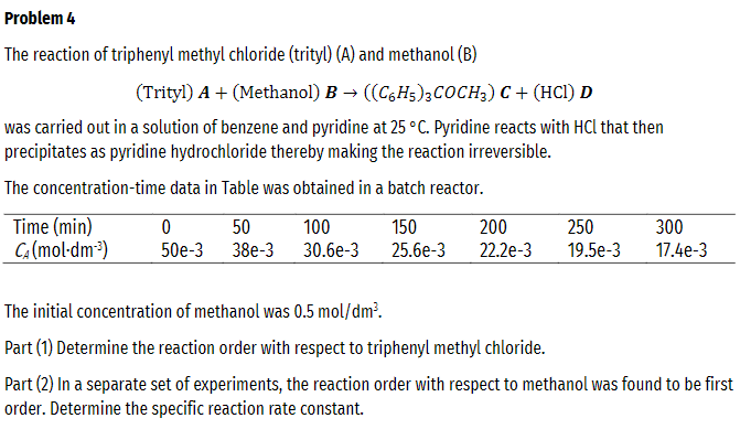 Solved The reaction of triphenyl methyl chloride (trityl) | Chegg.com