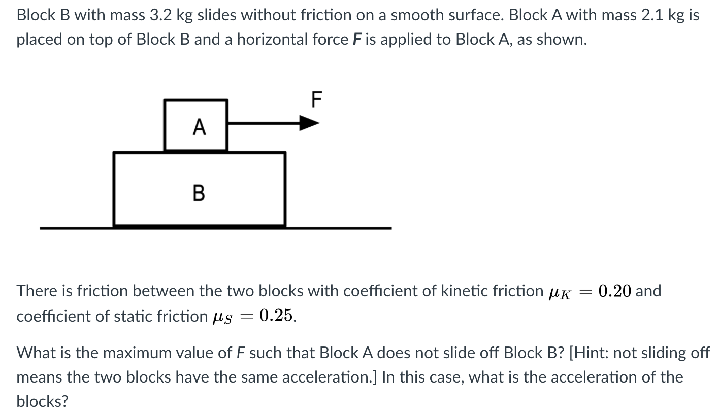 Solved Block B with mass 3.2 kg slides without friction on a | Chegg.com