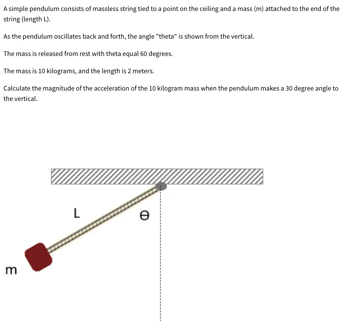 Solved A simple pendulum consists of massless string tied to | Chegg.com