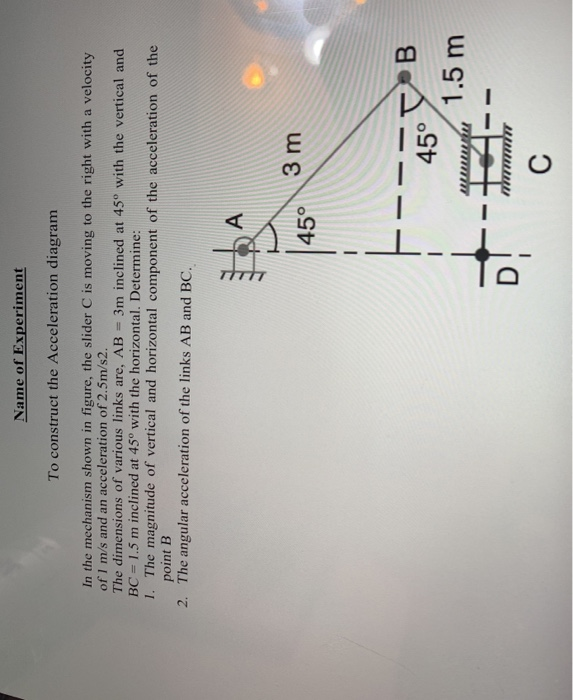 Solved Name of Experiment To construct the Acceleration | Chegg.com
