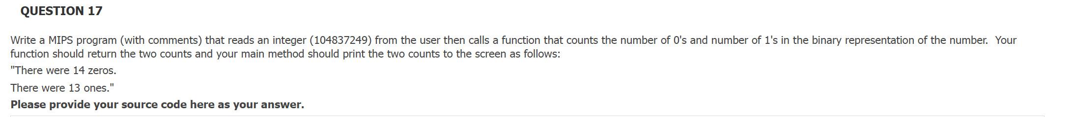 Solved QUESTION 17 Write a MIPS program (with comments) that | Chegg.com
